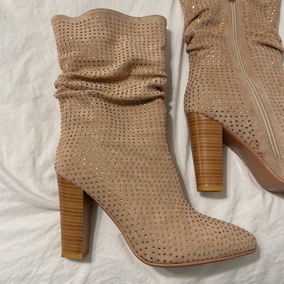 Shoes | High Heel Slouch Boot With Gems | Poshmark